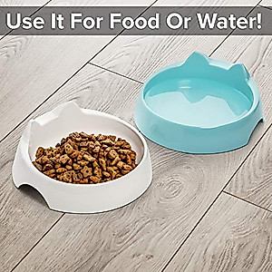 CatGuru Whisker Stress Free Cat Water Bowl, Reliefs Whisker Fatigue, Wide Cat Dish, Non Slip Cat Feeding Bowls, Shallow Cat Food Water Bowls, Non Skid Pet Bowls for Cats (Water Bowl, Marshmallow)