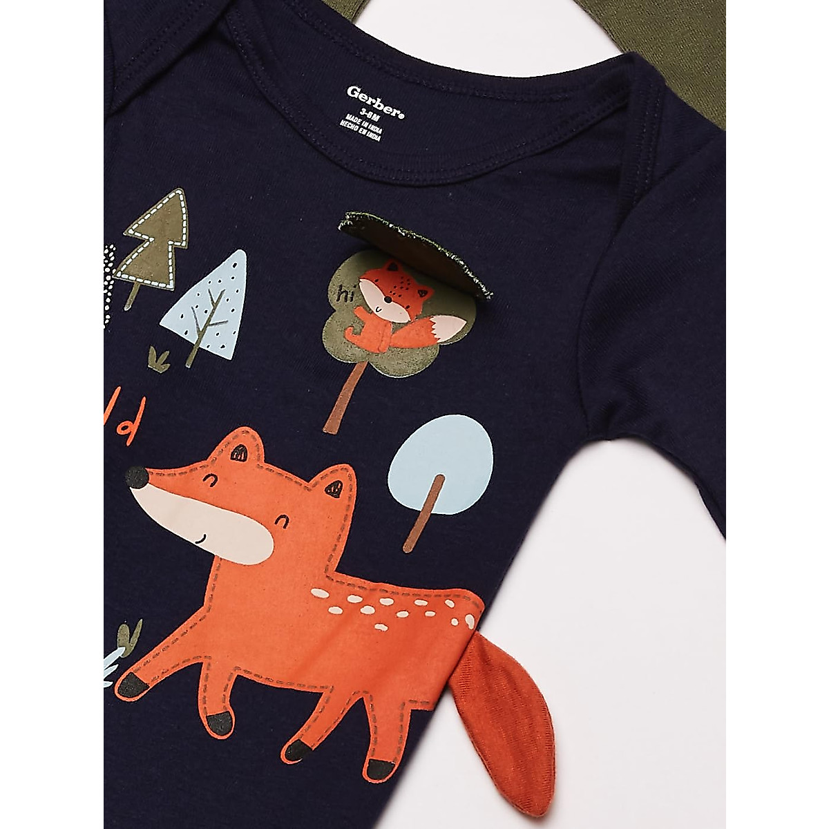 Gerber Baby Boy's 5-Pack Long-Sleeve Onesies Bodysuit, Blue Fox, 3-6 Months