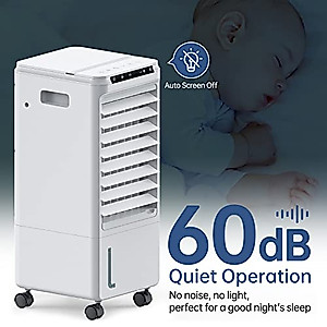 Evaporative Air Cooler - AOLOS 3-IN-1 Portable Air Cooler & Air Conditioner Fan w/Remote, 3 Speeds, 1.85-Gal Water Tank, 7H Timer & 40°Oscillation, Ultra Quiet Evaporative Cooler for Room Home Office