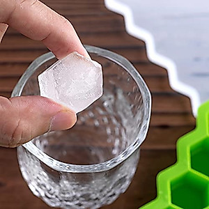 2 PCS Premium Ice Cube Trays, AUSSUA Silicone Ice Cube Molds with Sealing Lid, 74-Ice Trays, Reusable, Safe Hexagonal Ice Cube Molds, for Chilled Drinks, Whiskey, Cocktail, Food