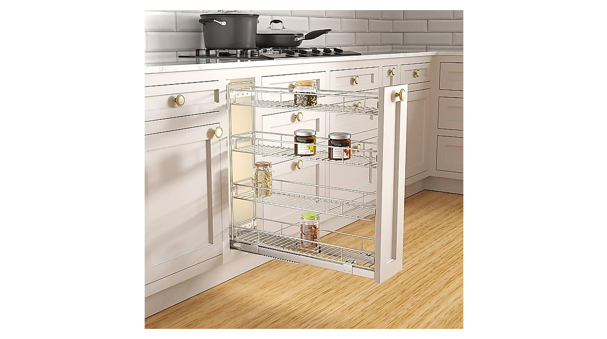 OCG 4-Tier Pull Out Spice Rack for Slim Kitchen Cabinets (5"W)