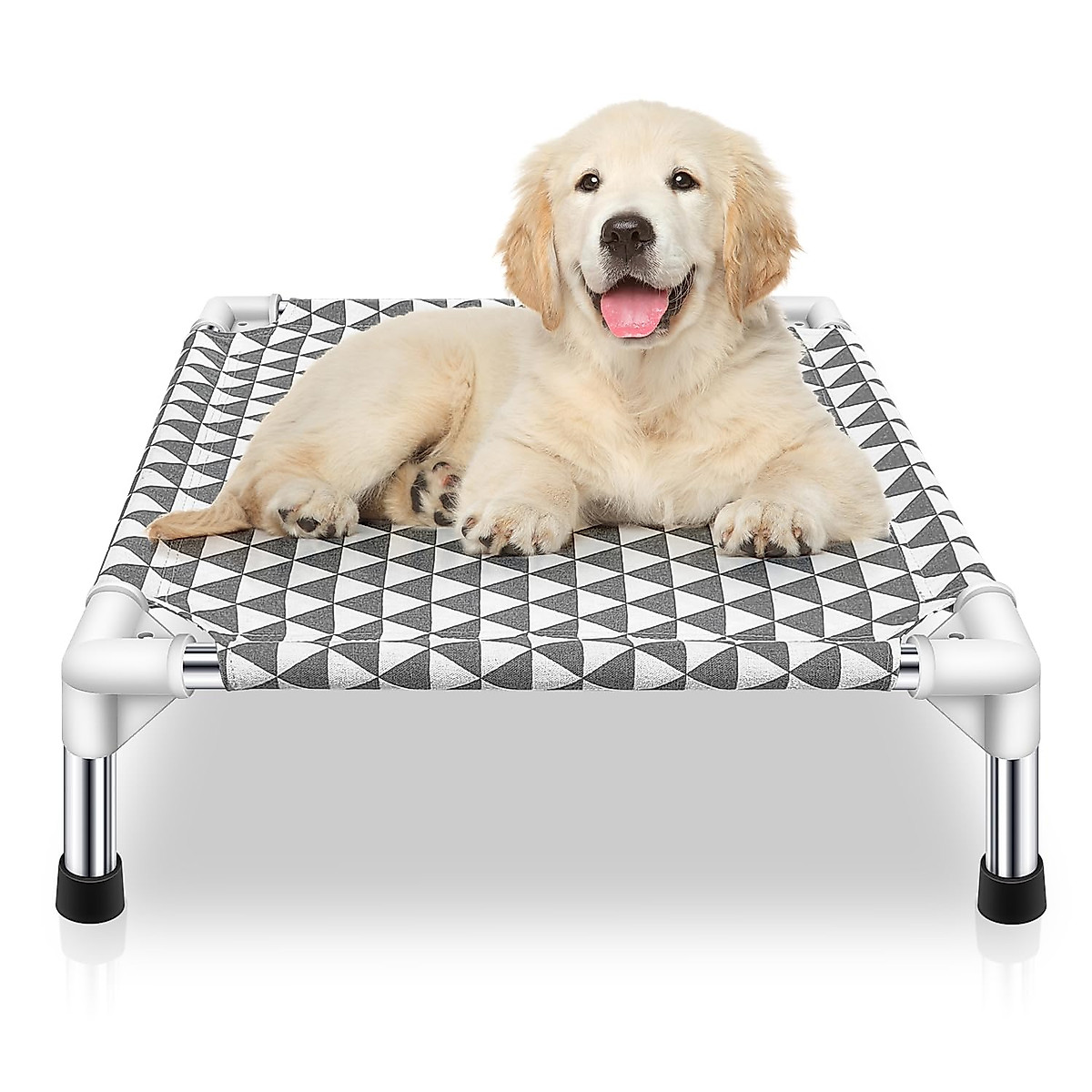 Kuntrust Elevated Outdoor Dog Bed Updated Raised Pet Cot Cooling Puppy Bed Lifted Dog Bed for Small Pets|Indoor Detachable Raised Dog Bed with Non-Slip Feet,Double-layer Cloth(S)
