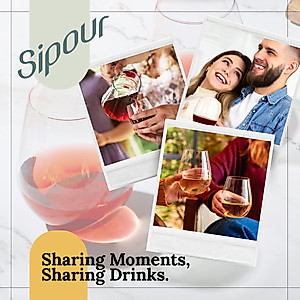 Stemless Set 4 (16 oz) – Hand-Blown Crystal Lead-Free Short Elegant Modern Round Wine Glasses for Hosting Parties