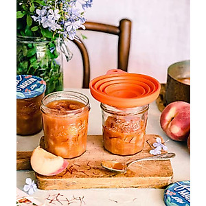 Le Parfait Jam Pots Clear Jars with Orange Snap Lids | Sturdy French Faceted Non-Slip Glass Body | Works as Drinking Glass Cup for Iced Tea or Coffee & Spice Storage | 11oz (Pack of 6) 324ml