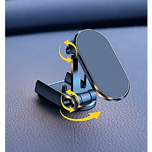 DCLINA 2023 New Alloy Folding Magnetic Car Phone Holder, Magnetic 360° Car Phone Holder Stand Dashboard Folding Bracket Universal (Black)