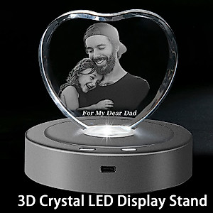 LED Motorized Rotating Display Stand, LED crystal Light Lamp Base,3D Glass Art,Turner Cup Display Stand for Epoxy Glitter Tumbler, 360 Degree Automatic Mute Rotating Turntable,Battery Speed Regulation