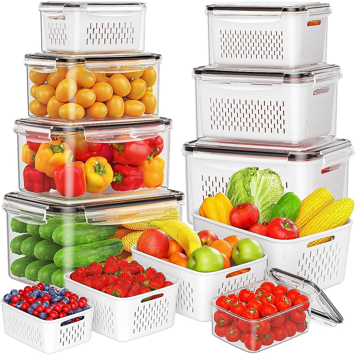 Silicone Fruit Storage Box, Silicone Fruit Storage Containers, Fruit and Vegetable Anti-Oxidation Storage Box, Silicone Fruit and Vegetable Storage Containers Set for Fridge Keep Fresh (1 set)