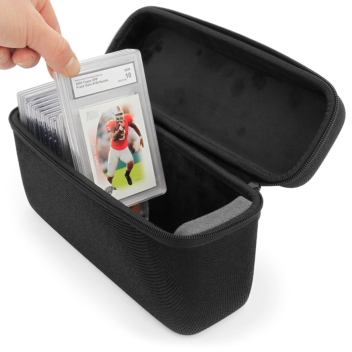CASEMATIX Graded Card Case Compatible with 30+ BGS PSA Graded Sports Trading Cards or 140+ Top Loader Card Storage Case with Scratch Resistant Custom Card Carrying Case Interior