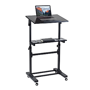 Mount-It! Mobile Stand Up Desk, Portable Podium and Presentation Lectern Height-Adjustable Multi-Purpose Standing Workstation,Black.