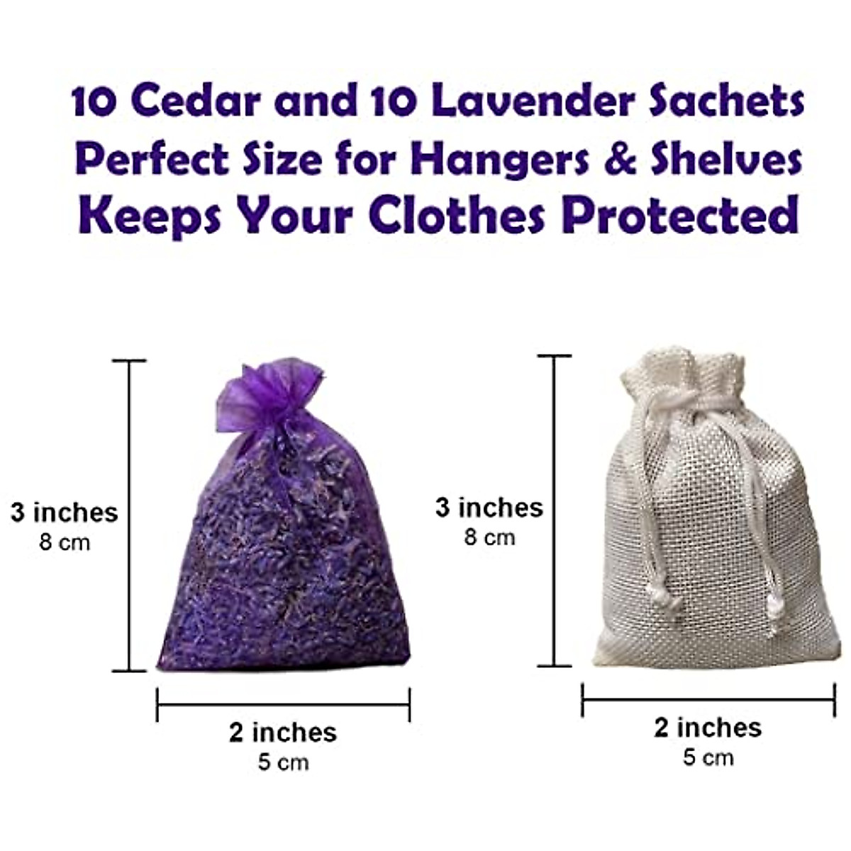 Cedar Chips and Lavender Sachets (20 Pack) - Stop Clothes Damage - Cedar and Lavendar Home Fragrance Sachets for Drawers and Closets