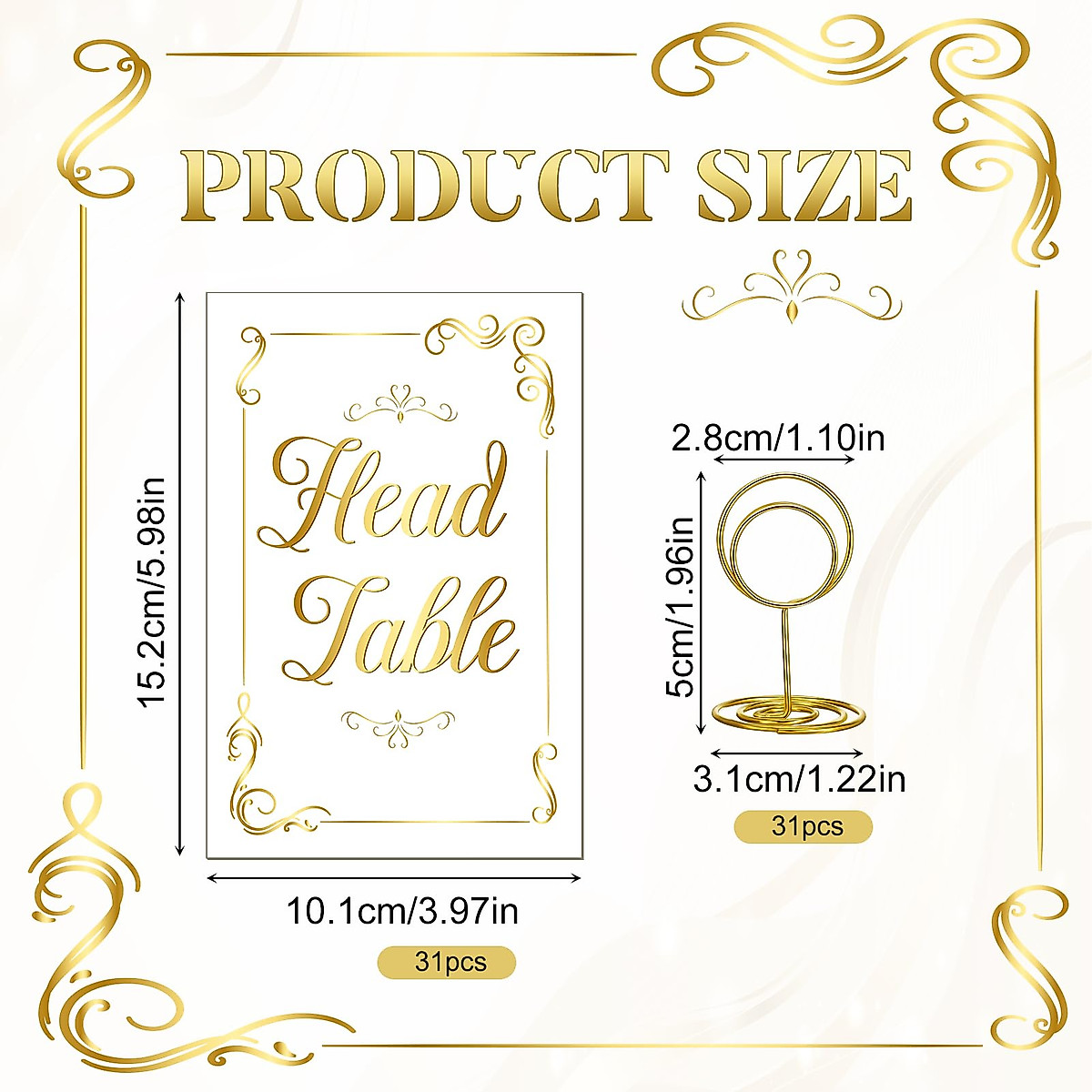 ZhouBoat 31 Sets Gold White Table Number Cards with Holders, 1-30 and Head Table Holder Wedding Table Numbers Stand Place Card for Restaurants Party Centerpieces