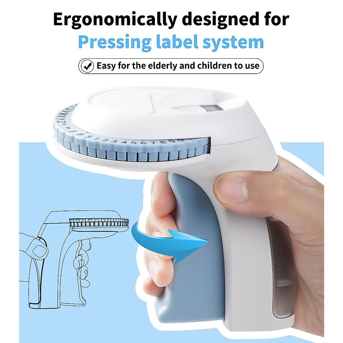 Vixic Embossing Label Maker Machine with Tapes, Handheld Retro Embossed Label Maker with 3D Effect Waterproof Tapes for Organization, DIY & Crafting, Blue Vintage Label Maker