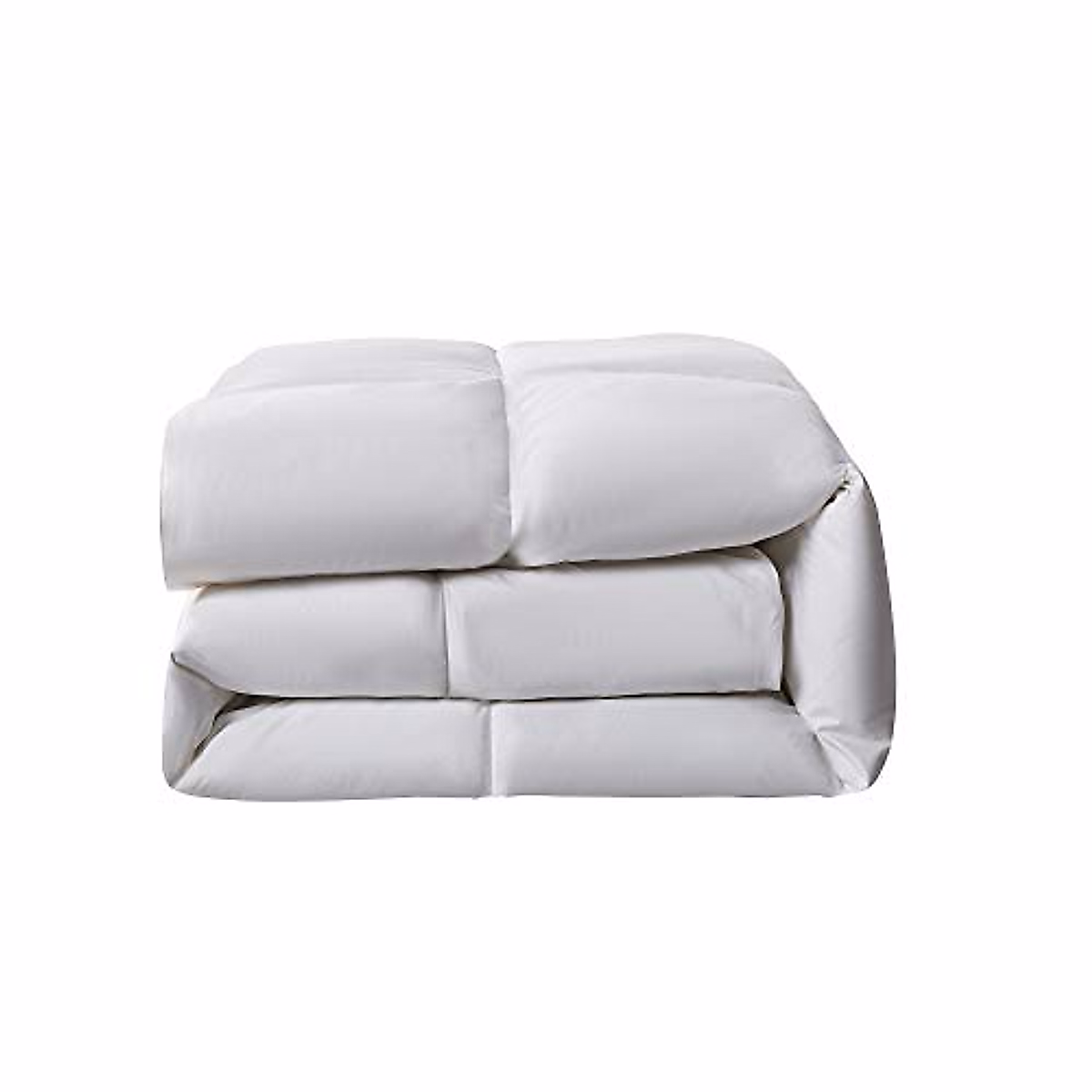Serta White Down Feather Fiber Comforter Queen Size, All Seasons Warmth 300 Thread Count White Down Duvet Insert 500 Fill Power Fluffy Comforter with 100% Cotton Down Proof Cover