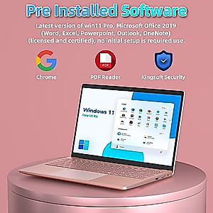 【Win 11 Pro/Office 2019】16 inch Laptop Narrow Bezels FHD (1920*1200) IPS Display, High Performance Celeron N5105 CPU, 16GB RAM, 256GB SSD, with Full Size Numeric Backlit KB, Rose gold (16G+256G SSD)