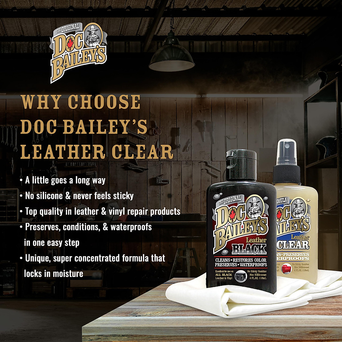 Doc Baileys Black & Colored Leather Cleaner and Conditioner Bundle for Bags, Boots, Saddles & Car Interior - 4oz, 2 Packs