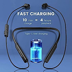 MORMOQUE Bluetooth Headphones in-Ear Neckband,V5.3 Wireless Earbuds w/Mic Magnetic Earphone 30Hrs Playtime, IPX4 Sweatproof HiFi Deep Bass Bluetooth Headset for Phone Call Music Sports