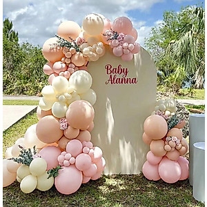 Pink White Balloon Garland Double Stuffed Baby Pink Blush Balloons Pastel Pink Cream Beige Balloons Light Pink Ivory Balloon Arch Kit for Boho Birthday Baby Shower Wedding Bridal Party Decor