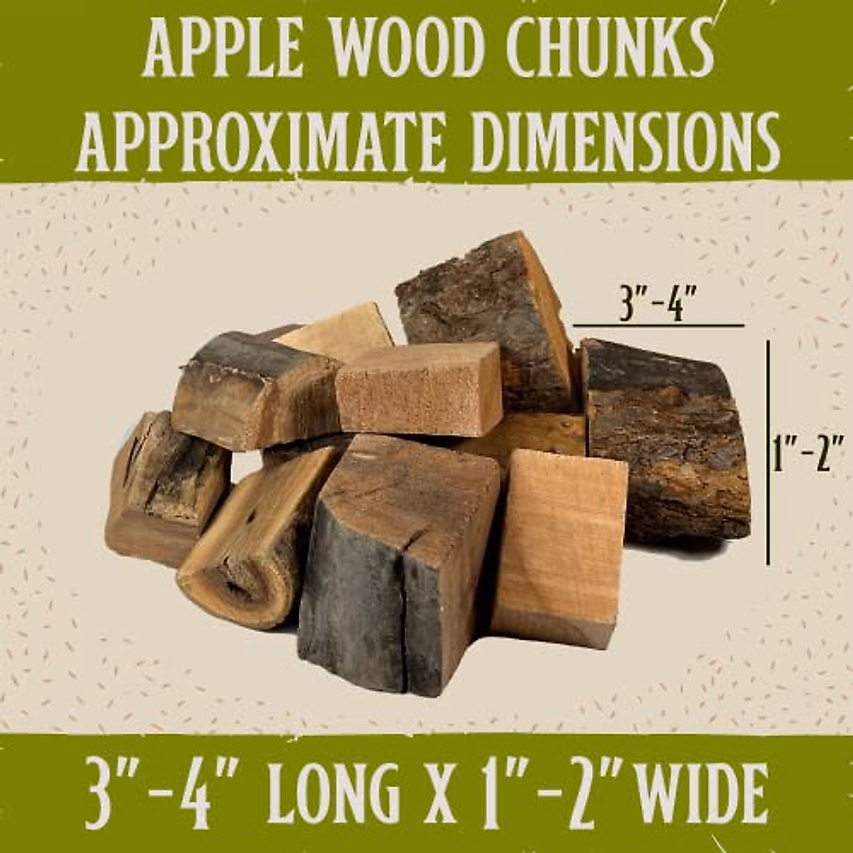 Apple Smoking Wood Chunks by Billy Buckskin Co. | All-Natural BBQ Wood Chunks | Delicious Smokey Fruity Flavor | 3.5 Pound Bag of Wood Chunks