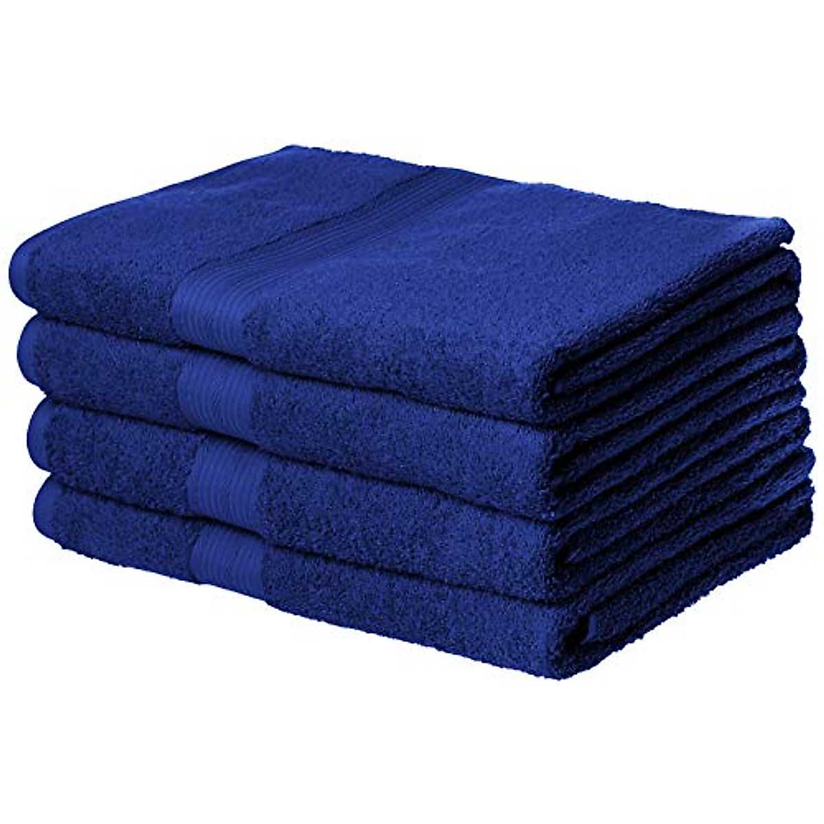 Amazon Basics Fade-Resistant Cotton Bath Towel - 4-Pack, Navy Blue