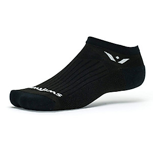Swiftwick- PERFORMANCE ZERO Golf & Running Socks for Men & Women, Cushion No-Show Socks (Black, Medium)