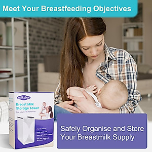 Freeze Organizer and Tower for Breastmilk Storage Bags, Milkybox First-in First-Out Container Storing System with Quick-Freeze Tray to Freezing Breastmilk, Reusable and Breastfeeding Essentials