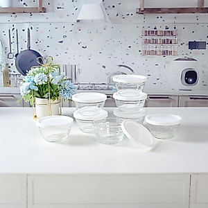 Durable 10-Piece Stackable Glass Bowl Set, Tempered Glass Prep Bowls, All Purpose Round Kitchen Serving Bowls, Salads, Cereal, Soup, Ice Cream, Pasta, Fruits, Everyday Bowls