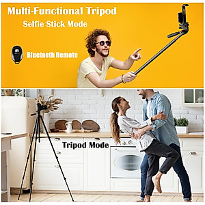 KINGJOY 71'' Camera Phone Tripod & Selfie Stick with Universal Tablet Phone Holder Remote Shutter and Carry Bag Aluminum Portable Tripod Stand Compatible with Phone/Camera/Projector/DSLR