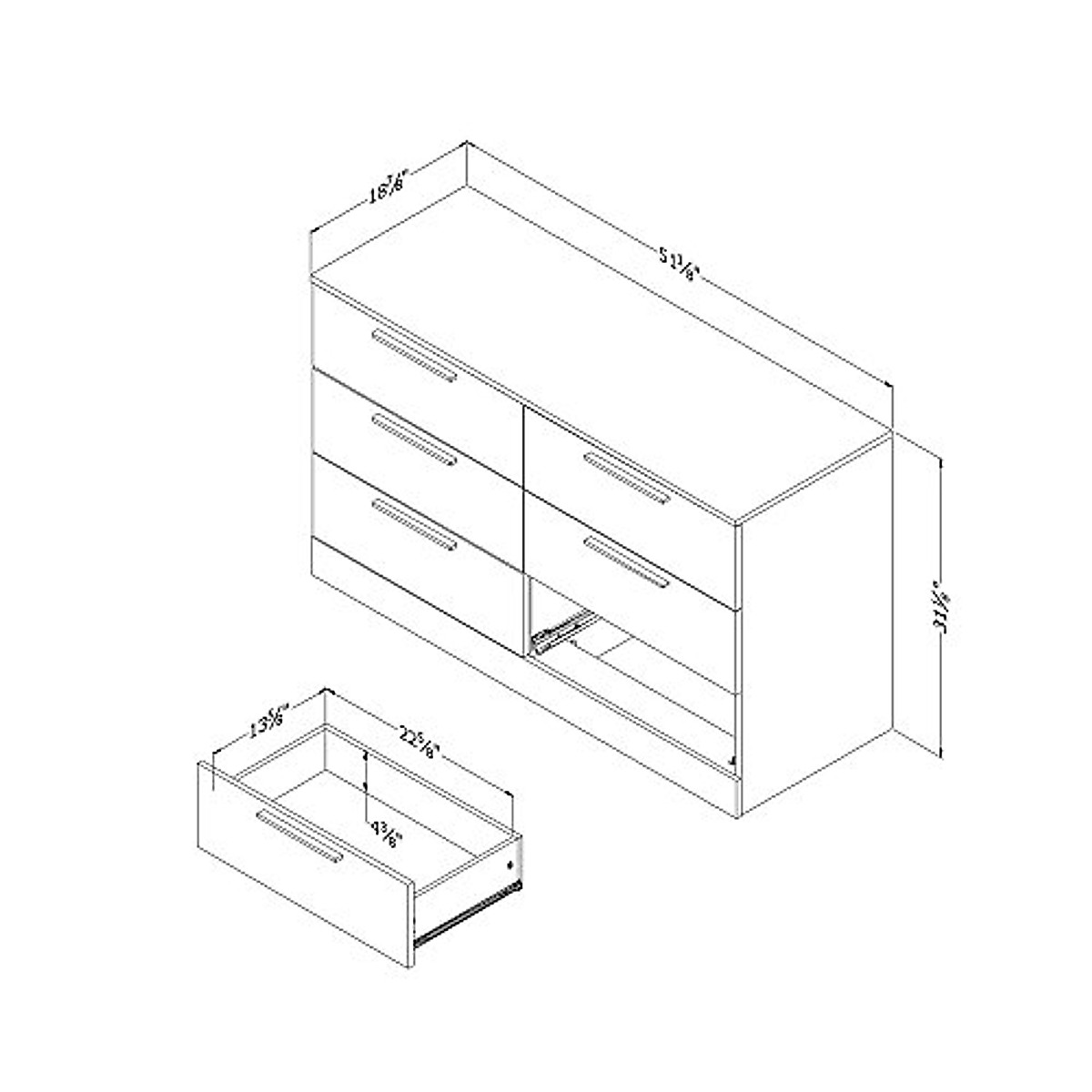 South Shore Step One Essential 6-Drawer Double Dresser, Gray Oak