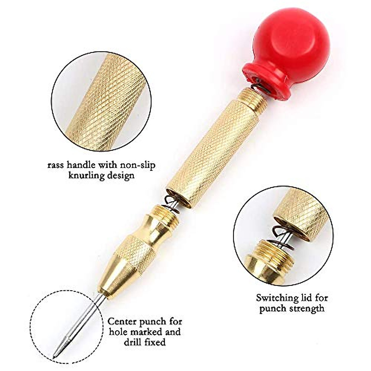 Set of 8 Spiral Tap Drill Bit Set, 1/4 Inch Metric Thread Tap M3-M10 HSS Spiral Hex Shank Combination Drill Screw Tap Bit Set with Automatic Spring Loaded Center Punch Tool and extension rod 60mm