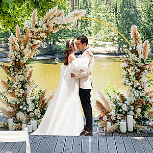 Fomcet 7.2FT Round Backdrop Stand Gold Metal Circle Balloon Wedding Arch Decoration Frame for Anniversary Ceremony Baby Shower Birthday Party Reception Photo Background Candy Tables Backdrop