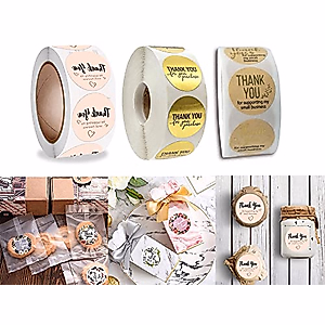GUAGLL 3 Rolls Thank You Baking Sticker Cute Printing Sticker Label 1 Inch 500Pcs/Roll for Envelope Gift
