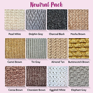 Cotton to The Core Cotton Yarn for Crocheting, 12 Skeins, 1704Yds/600G, Free Patterns - Soft Baby Yarn for Knitting - 3 DK Light Worsted Weight - Neutral Pack