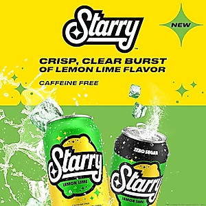 Starry Lemon Lime Soda, Caffeine Free, Mini Cans, 7.5 Fl Oz (Pack of 10)