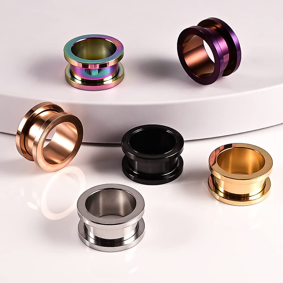 Maxbott Set of 12 PCS 316L Stainless Steel Ear Plugs Large Gauges Stretching Screw Fit Tunnels Gauge 2g - 1 inch (10mm(00G), 6 Pair)