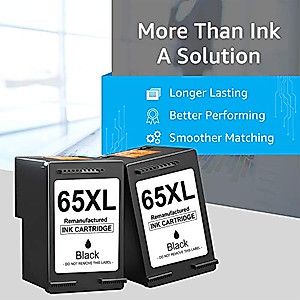 Palmtree Remanufactured HP 65 Black Ink Cartridge Replacement for HP Ink 65 XL 65XL for HP Deskjet 3755 Ink Cartridges 3700 3752 2652 2622 2655 Envy 5055 5052 Printer High Yield (2 Black)