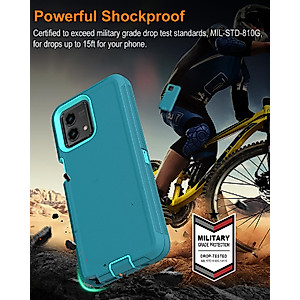 Aliruke for Motorola Moto G Stylus 5G(2023) Phone Case, with Screen Protector, Dust-Proof Port Cover, Full-Body Non-Slip Silicone Rubber Covered, Military Grade Drop-Proof Shockproof, Mint/Teal