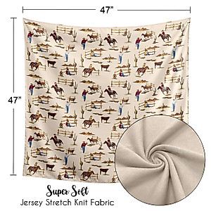 Sweet Jojo Designs Wild West Cowboy Baby Boy Swaddle Blanket Jersey Stretch Knit for Newborn or Infant Receiving Security - Red, Blue, Tan Western Southern Country Horse