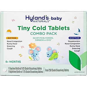 Infant and Baby Cold Medicine, Hyland's Baby Tiny Cold Tablets, Day & Night Value Pack, Decongestant and Cough Relief, 250 Quick-Dissolving Tablets