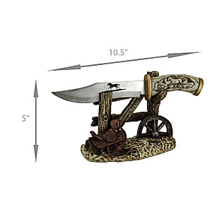 Blade of The Bronco Rustic Wild Horse & Fence Decorated Fixed Knife & Holder Set