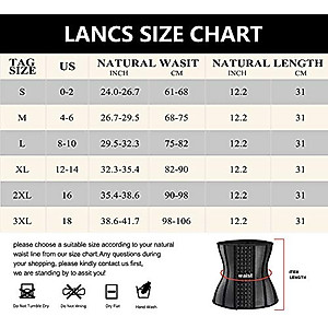 LANCS Women Waist Trainer Corset Trimmer Belt Weight Loss Neoprene Sauna Sweat Workout Girdle Slim Belly Band Black