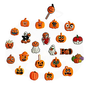 Jibicharrm 50 100 Pcs Random Halloween Shoe Decoration Charms Horror Spooky PVC Charms for Kids' Shoes, Boys, Girls, Nightmare Before Christmas Themed (100)