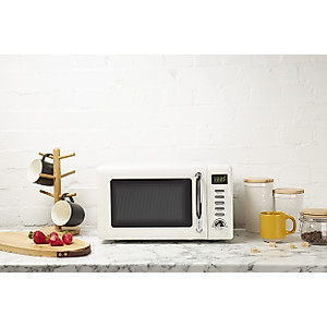 Haden Heritage Vintage 0.7 Cubic Foot 20 Liter 700 Watt Countertop Microwave Oven Kitchen with Turntable and 5 Power Levels, Ivory White