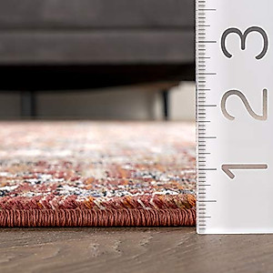 nuLOOM Oliveira Floral Medallion Fringe Area Rug, 5' 3" x 7' 7", Red