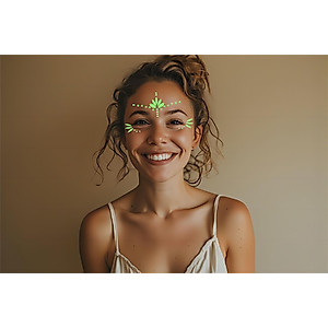 Noctilucent Face Gems Luminous makeup Temporary Tattoo Stickers Acrylic Crystal Glitter Stickers Face Jewels Rainbow Tears Rhinestone for Party, Rave Festival, Dress-up of ZLXIN(8 Pcs A Set)