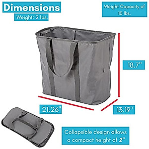 BIRDROCK HOME 75L Collapsible Laundry Basket Caddy - Grey - XL Foldable Tote Bag for Dirty Clothes - Strong Handles - Durable Fabric - Water Resistant - Lightweight