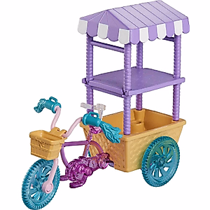 Polly Pocket Playset with 3-inch Doll, 25+ Food and Clothing Accessories, Treats & Trends Bicycle Cart Fashion Pack