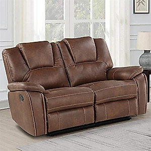 Steve Silver Katrine Brown Faux Leather Manual Reclining Loveseat