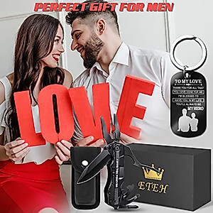 Gifts for Him Boyfriend Husband,Multitool Pocket Knife "I LOVE YOU",Anniversary Birthday Christmas Valentines Day Gifts for Him,Unique Camping Hunting Cycling Gift Ideas for Men