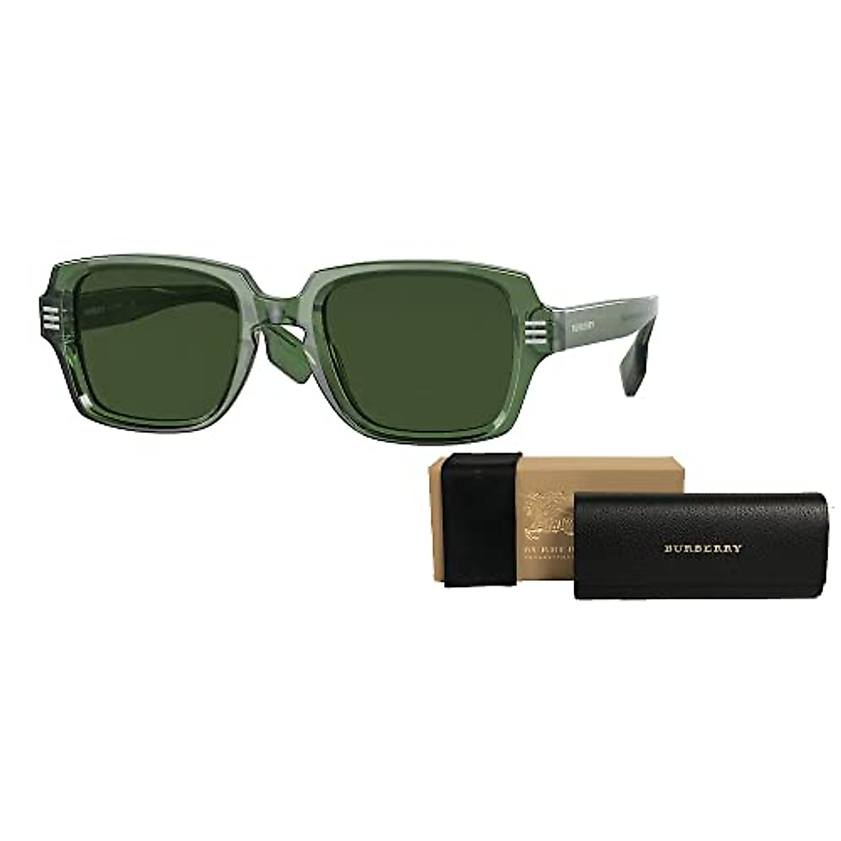 BURBERRY Eldon BE4349 394671 51MM Green/Dark Green Rectangle Sunglasses for Men + BUNDLE With Designer iWear Complimentary Eyewear Kit