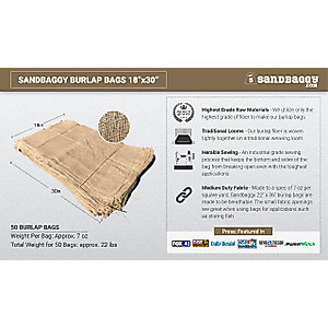 Burlap Bags for Vegetables & Gardening, 22" X 36"- Burlap Sacks Perfect for Kids - Plant Covers - Holds Up to 50lbs - Food Grade (Pack of 10)